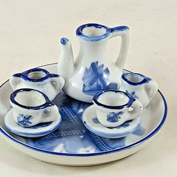 Other | Miniaturedollhouse Porcelain Blue White Trasferware Teaset ...